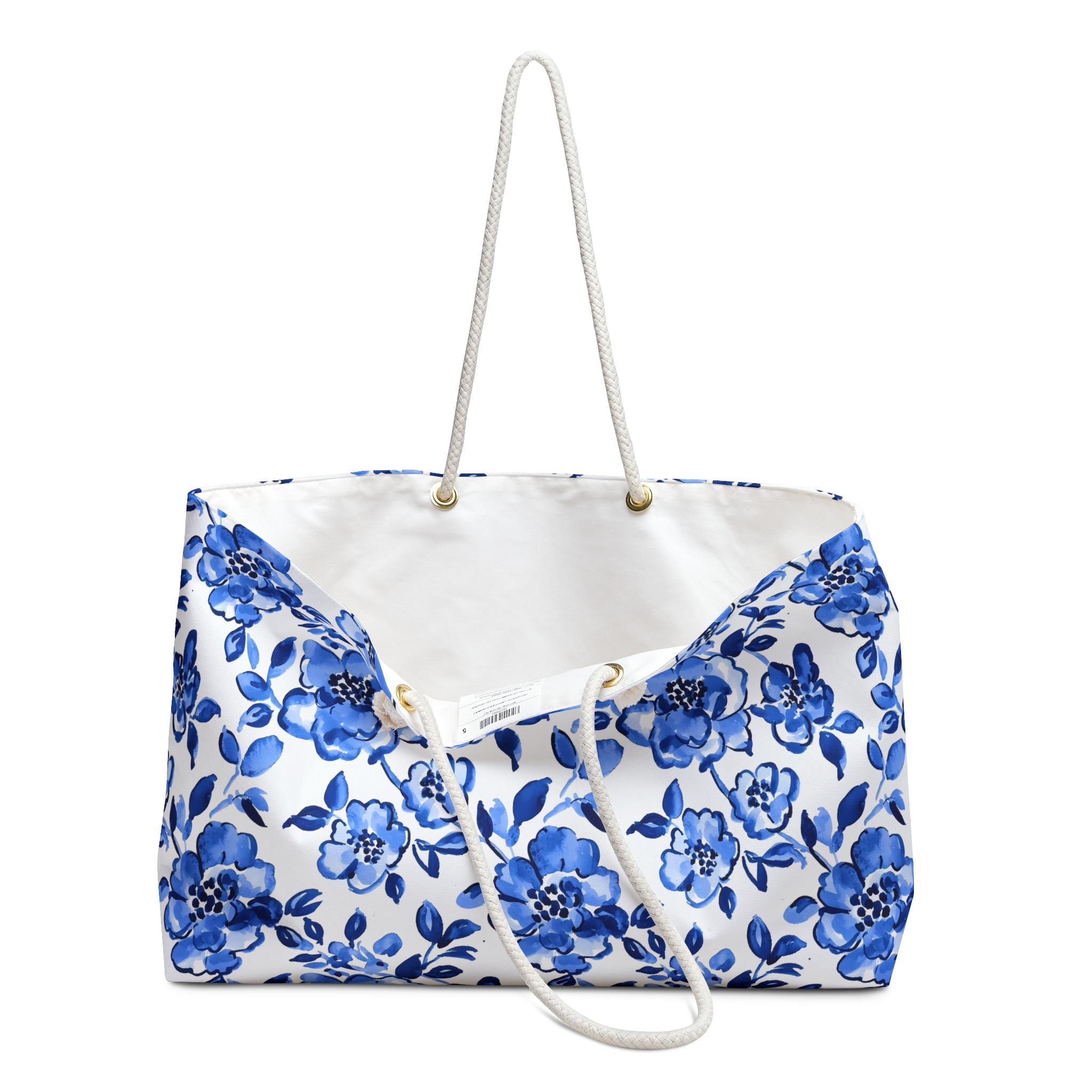 Chic Blue Floral Weekender Bag